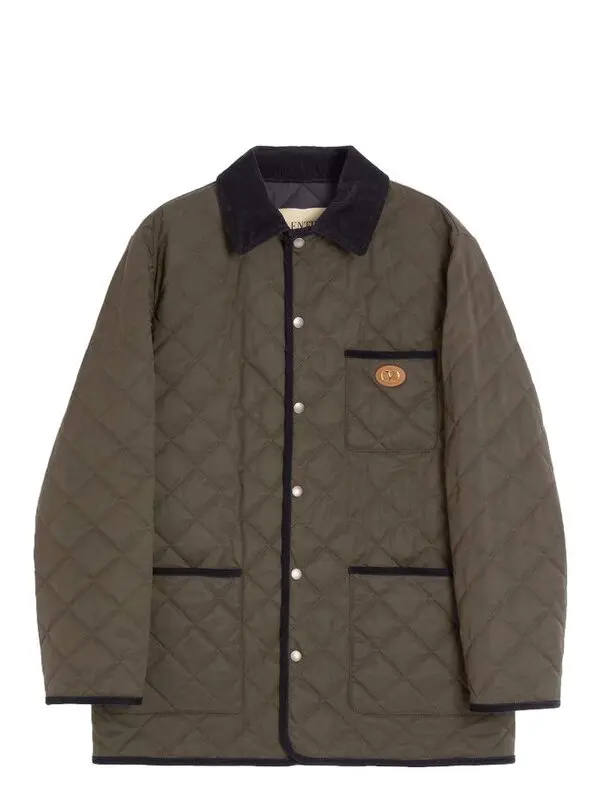 Valentino Garavani Quilted Nylon Shirt Jacket With Vlogo - Olive Green