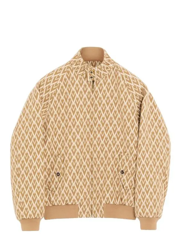 Valentino Garavani Bomber Jacket In All-over Jacquard - Beige/cream