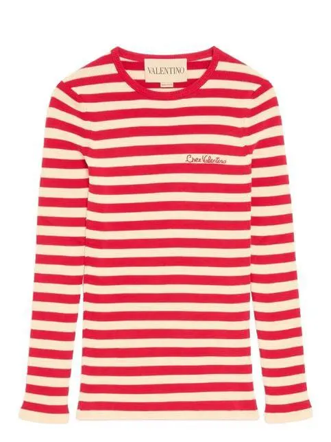 Valentino Garavani Striped Cotton Jumper - Birch/paris
