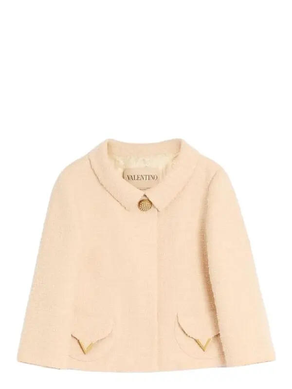 Valentino Garavani Curly Wool Jacket With V Detail - Birch