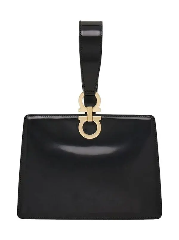 FERRAGAMO Mini Clutch In Brushed Leather - Black