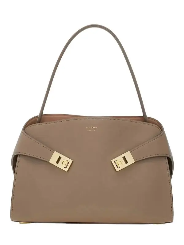 FERRAGAMO Medium Hug Soft Shoulder Bag - Grey