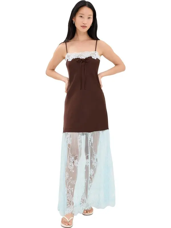 Show Me Your Mumu Celine Dress - Chocolate/baby Blue