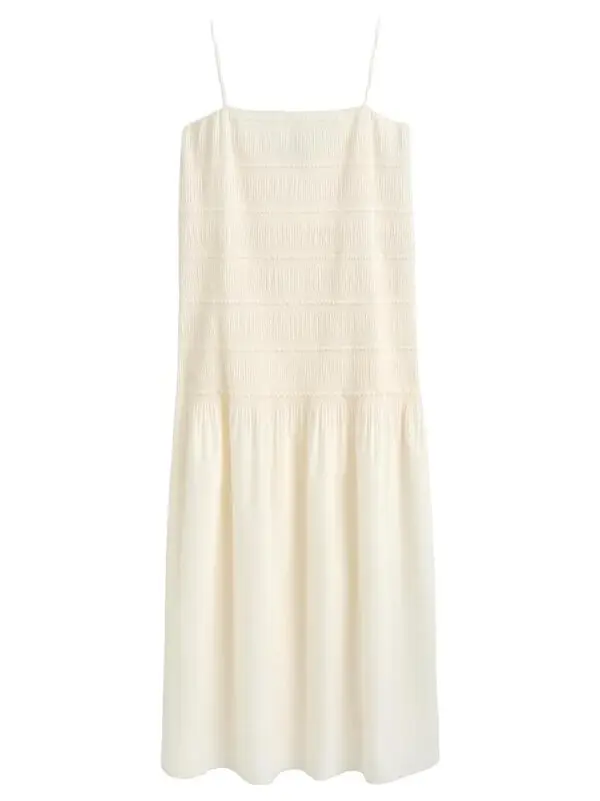 Cos Ruched Dropped-waist Poplin Midi Dress - White