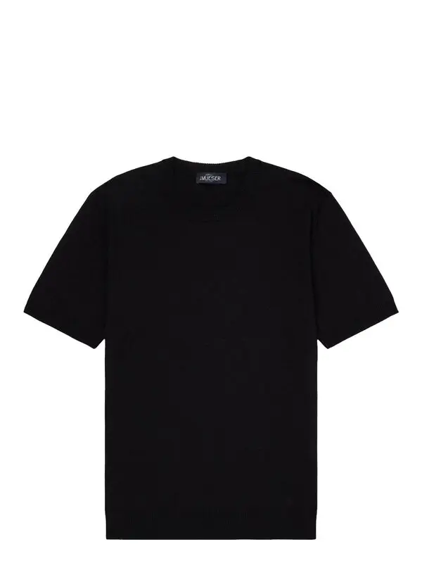 J. MUESER Knitted Linen And Cotton-blend T-shirt - Black