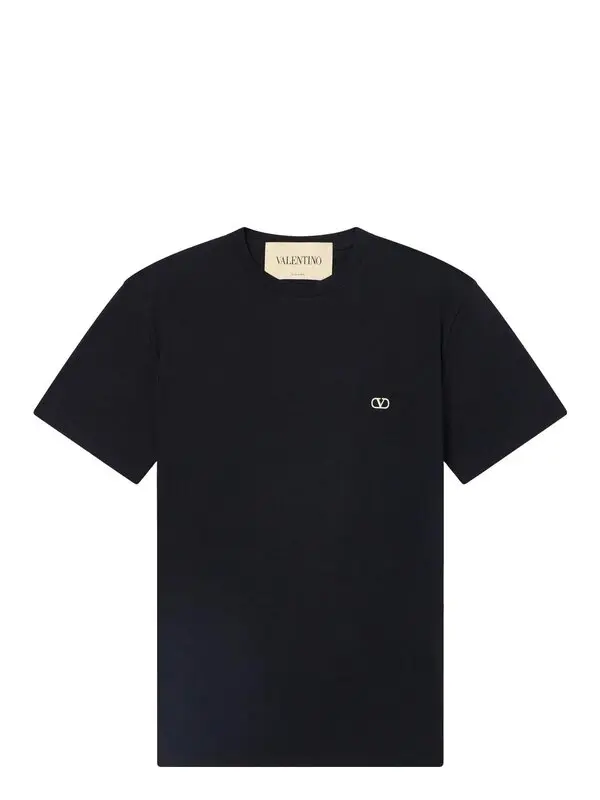 Valentino Garavani Logo-embroidered Cotton-jersey T-shirt - Black