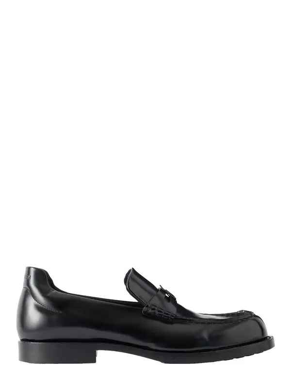 Balenciaga Calf Leather Square Toe Loafers - Black