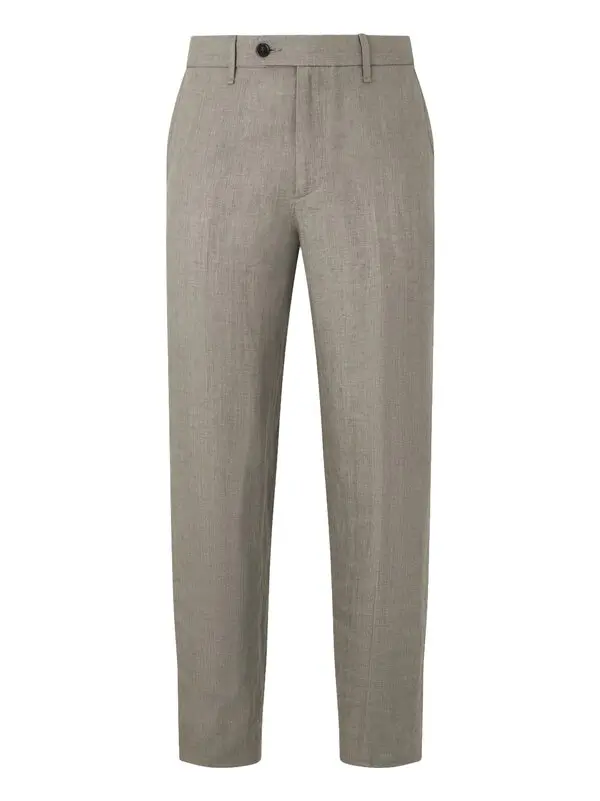 Rag & Bone Evan Straight-leg Pleated Linen Trousers - Gray