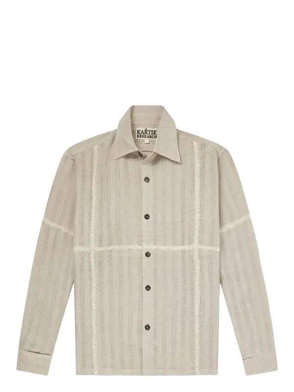 KARTIK RESEARCH Rabari Embroidered Linen Shirt - Neutrals