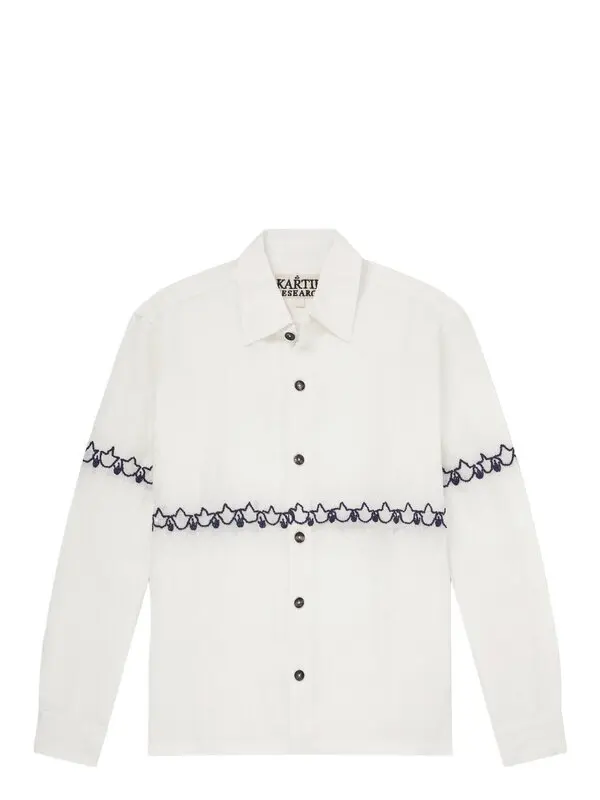 KARTIK RESEARCH Embroidered Linen Shirt - Neutrals