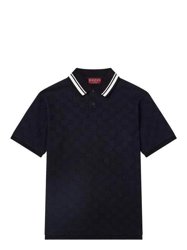 Gucci Logo-embroidered Cotton-piqué Polo Shirt - Black