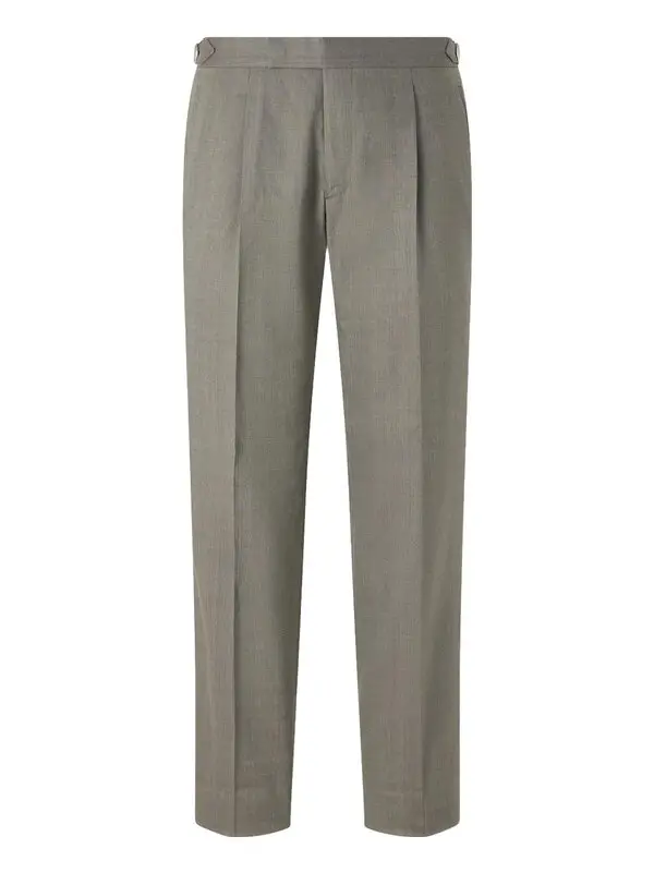 Mr P. Straight-leg Pleated Linen And Wool-blend Suit Trousers - Green