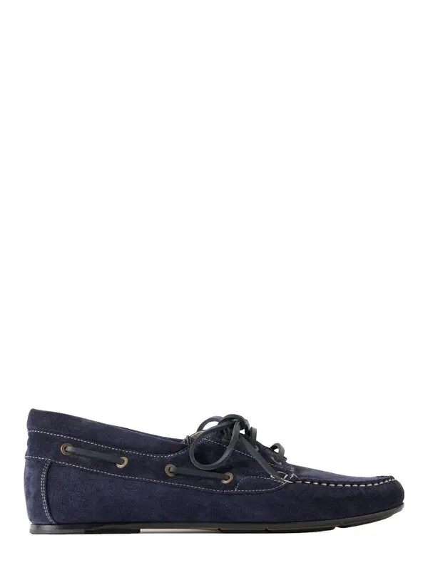 Manolo Blahnik Marino Suede Boat Shoes - Blue