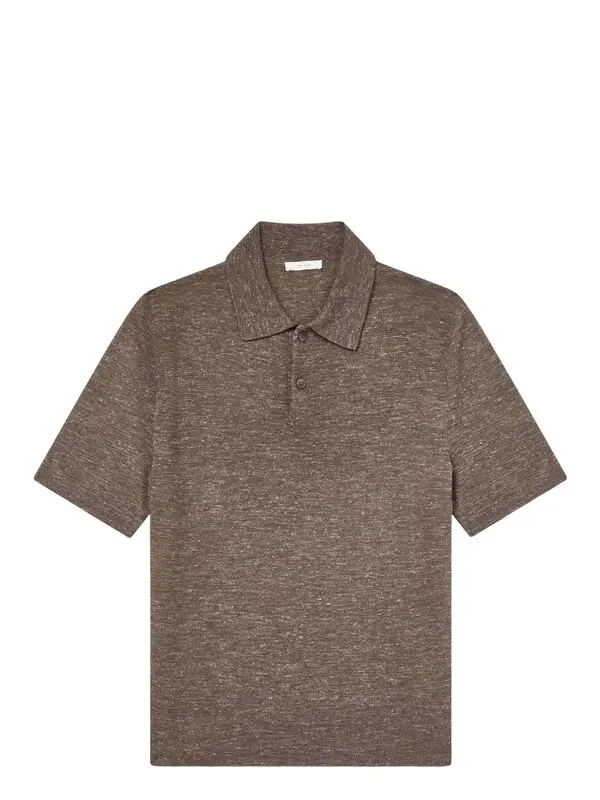 THE ROW Ravi Silk, Cashmere And Linen-blend Polo Shirt - Brown