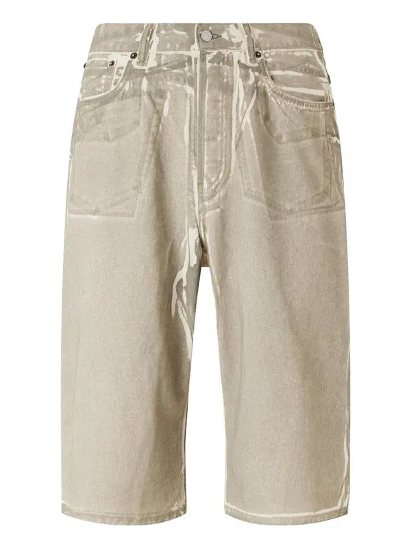 Acne Studios Judda U Lux" Straight-leg Printed Denim Shorts - Neutrals