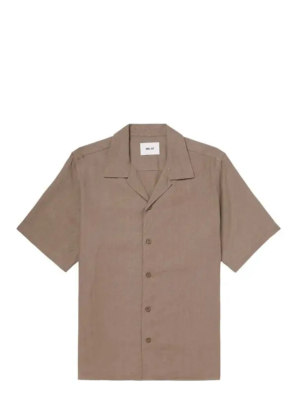 Nn07 Julio 5708 Camp-collar Linen Shirt - Brown