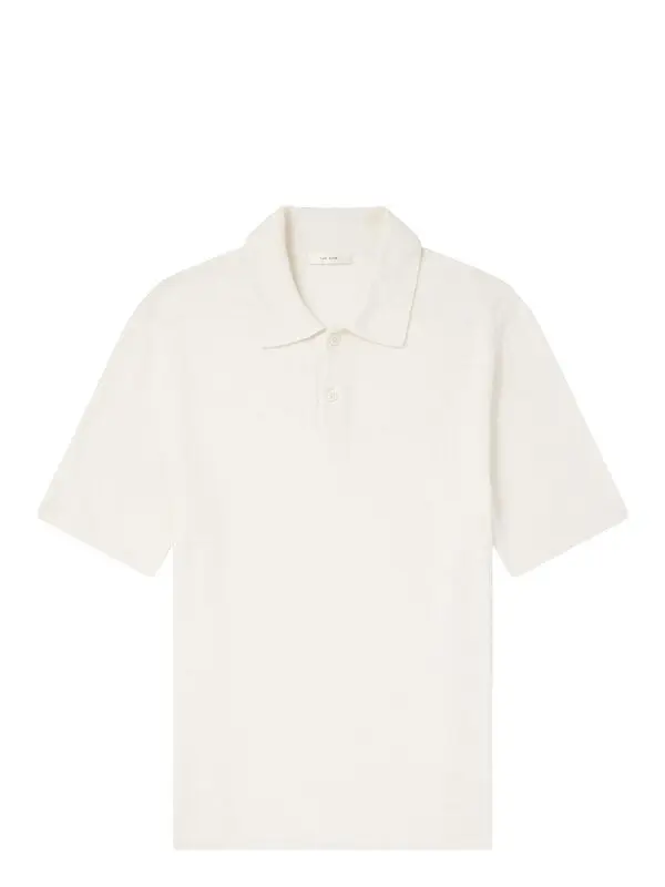 THE ROW Ravi Silk, Cashmere And Linen-blend Polo Shirt - White