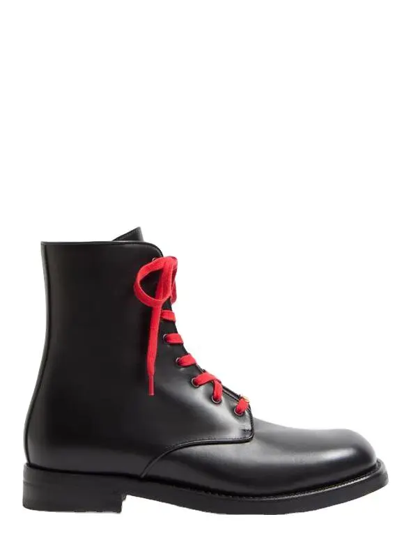 Valentino Garavani Punx Calfskin Combat Boots - Black