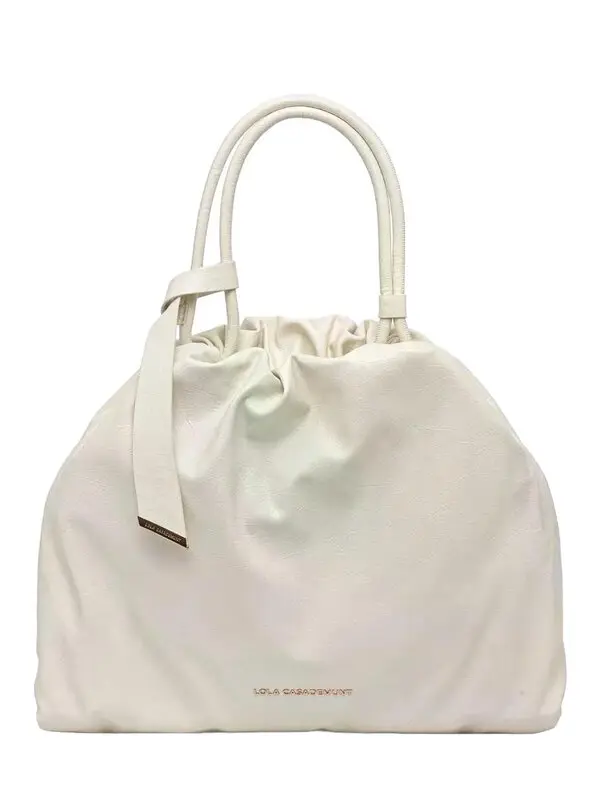 LOLA CASADEMUNT Crinkled Effect Knotted Tote Bag - White