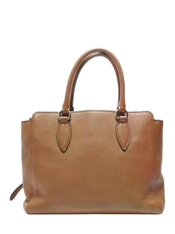 Prada Vitello Logo Plate Bag - Brown