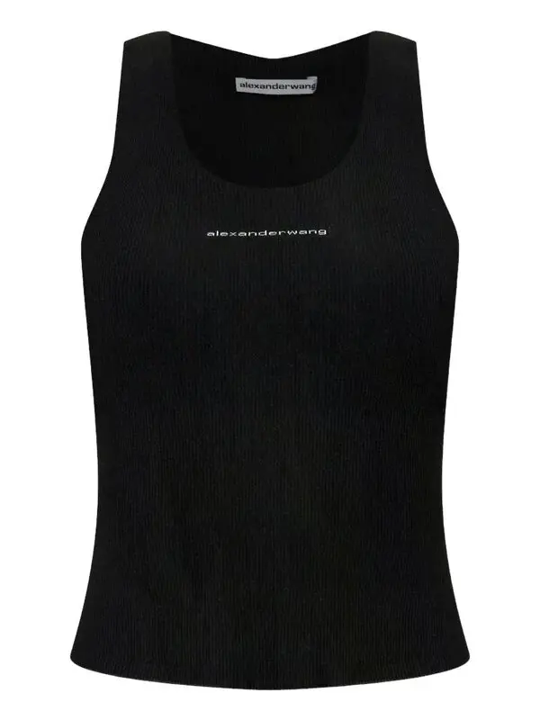 Alexander Wang Ribbed Logo Tank Top - Black