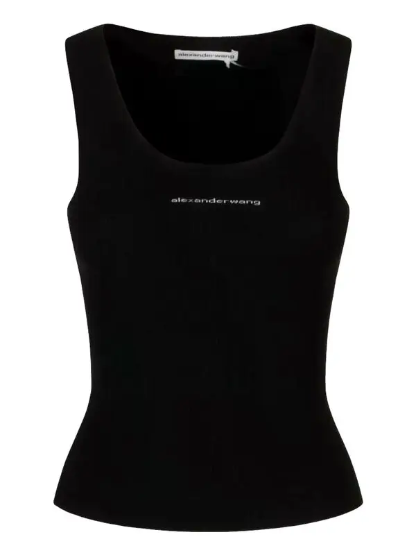 Alexander Wang Ribbed Logo Tank Top - Black