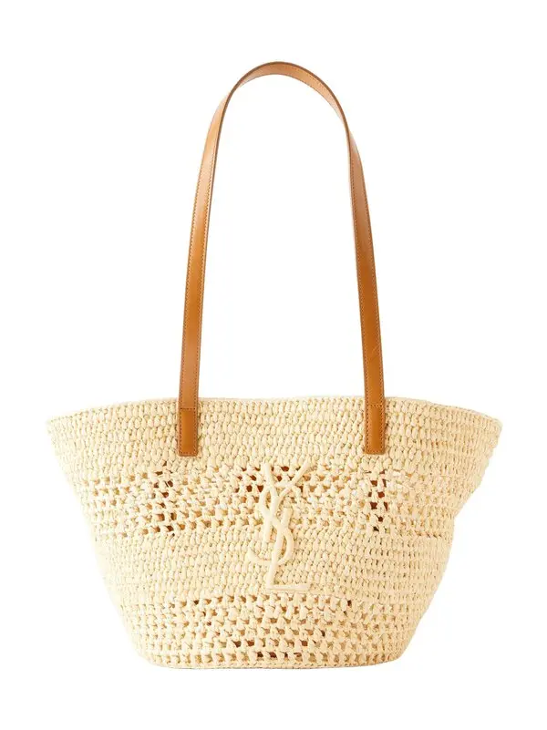 Saint Laurent Panier Small Raffia Tote - Brown