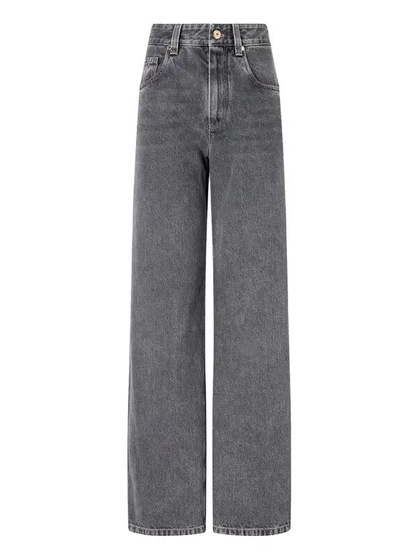 Brunello Cucinelli Mid-rise Wide-leg Jeans - Gray