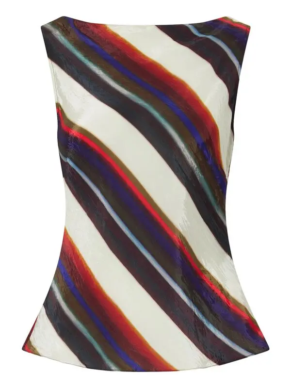 Christopher John Rogers Morris" Striped Crinkled-satin Top - Multi