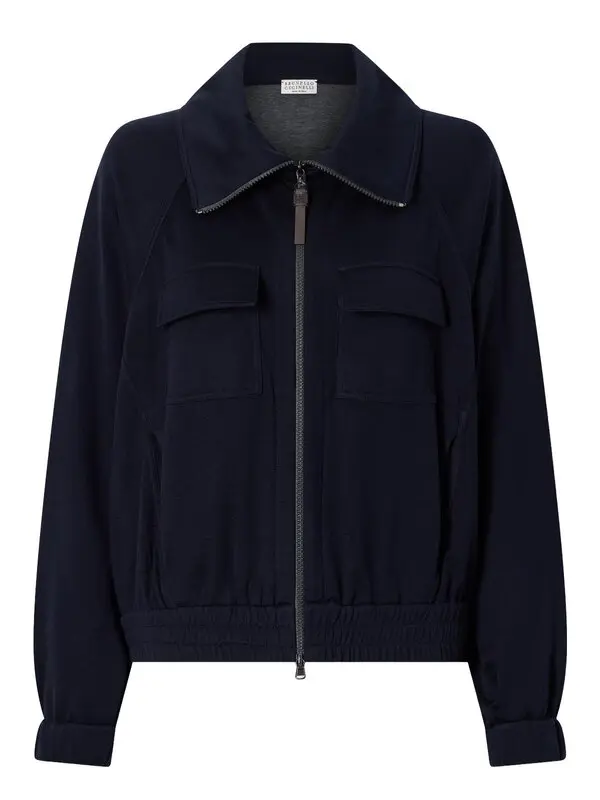 Brunello Cucinelli Cotton-blend Jacket With Silk - Blue