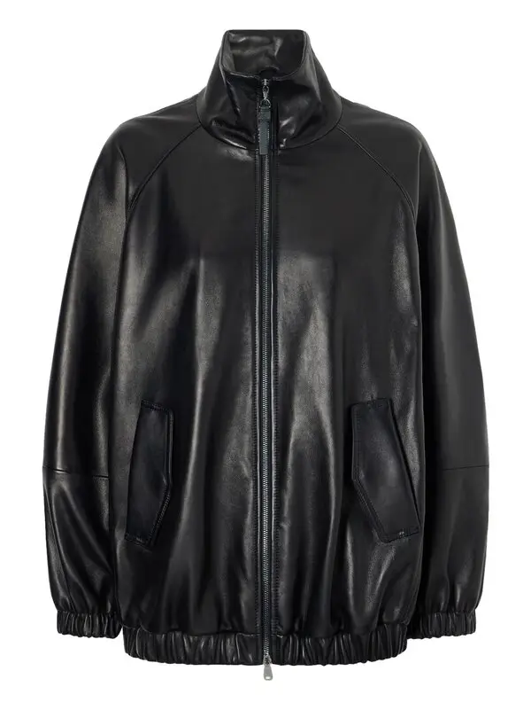 Brunello Cucinelli Leather Zip-up Bomber Jacket - Black