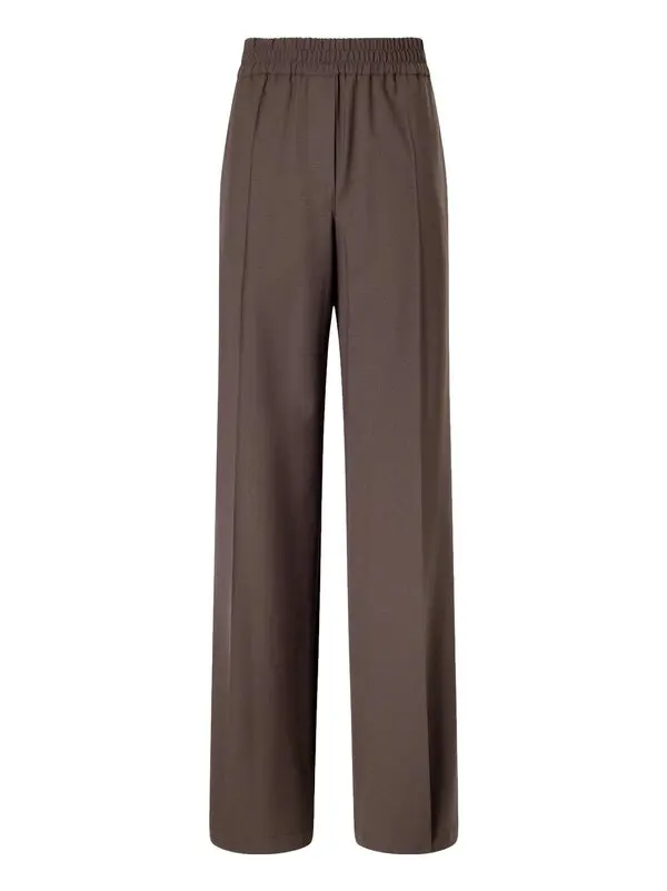 Brunello Cucinelli Wide-leg Wool-blend Pants - Brown