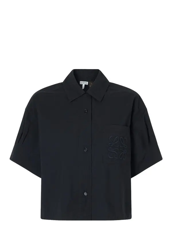 Loewe Anagram-embroidered Cotton-blend Shirt - Black