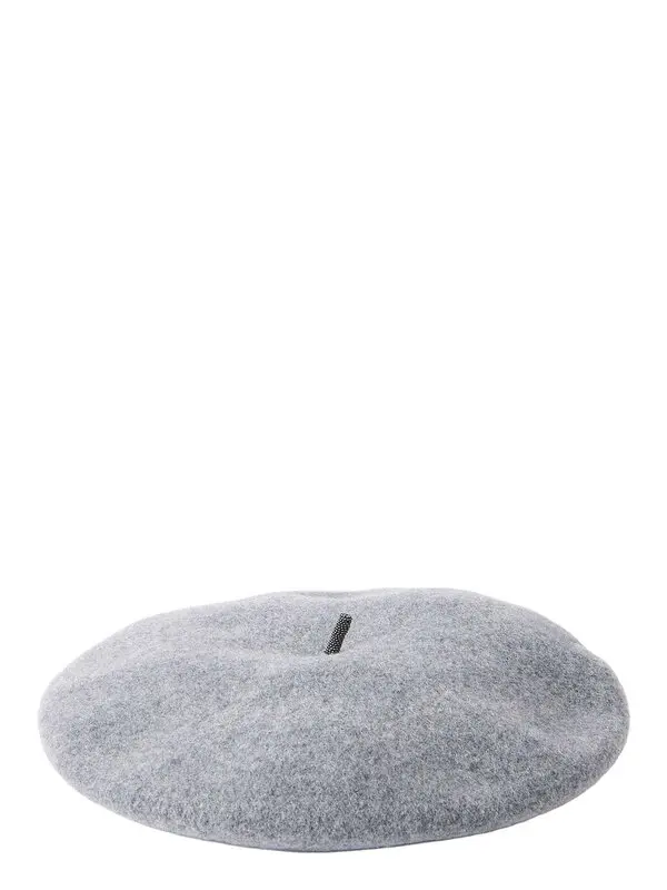 Brunello Cucinelli Embellished Wool-felt Beret - Gray