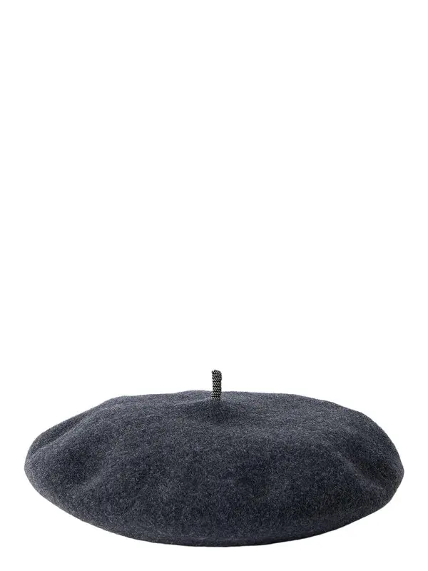 Brunello Cucinelli Embellished Wool-felt Beret - Black