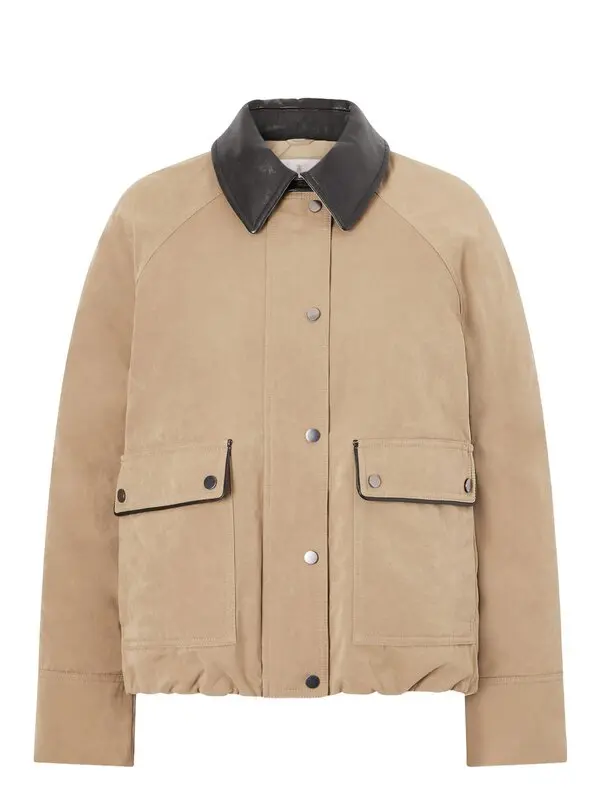 Brunello Cucinelli Leather-trimmed Padded Canvas Jacket - Brown