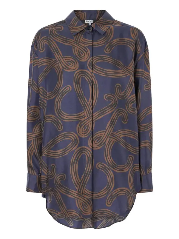 Loewe Anagram-printed Silk Twill Shirt - Blue