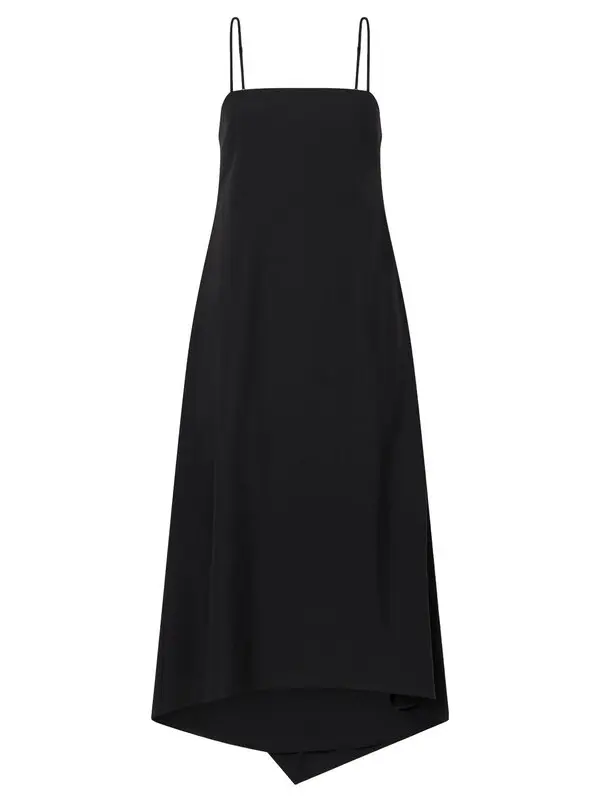 LA LIGNE Drape Back Recycled Satin Midi Dress - Black