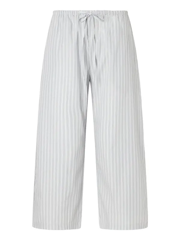 LESET Yoshi Striped Cotton-blend Wide-leg Pants - Blue