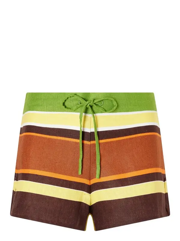 Faithfull The Brand Miel' Striped Linen Shorts - Brown