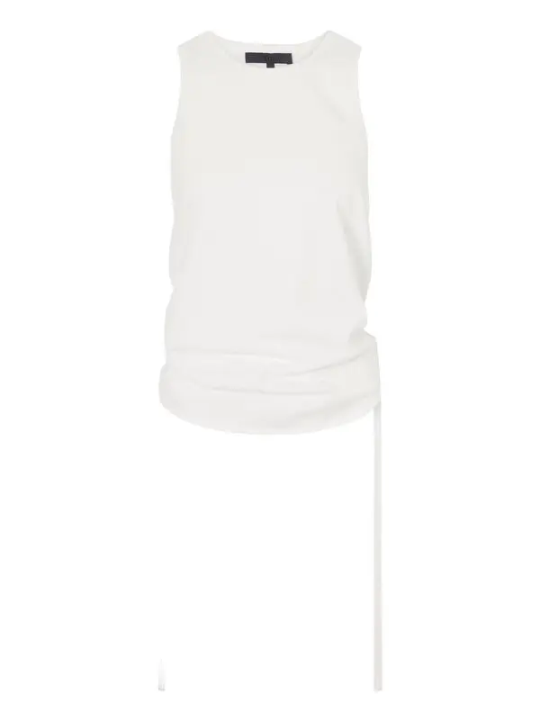 Tibi Ruched Open-back Cotton-blend Jersey Tank - White