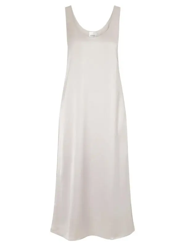 LESET Barb Satin Midi Dress - Silver