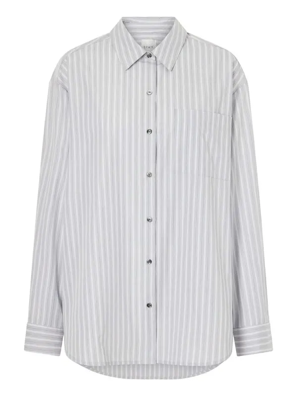 LESET Yoshi Striped Cotton-blend Shirt - Light Blue