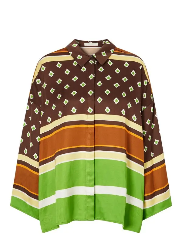 Faithfull The Brand Cora Printed Satin Shirt - Brown