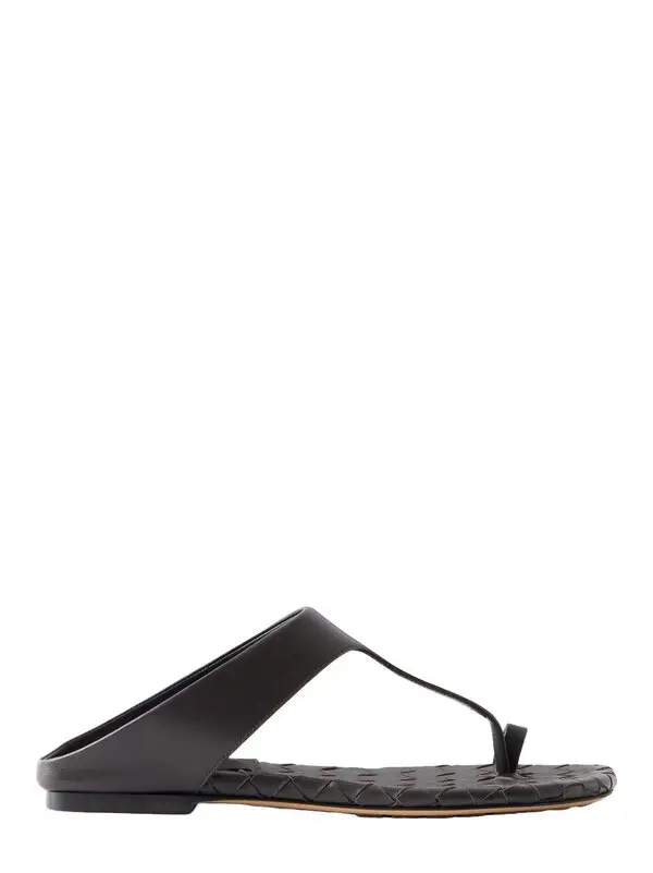 Bottega Veneta Livia Leather Flat Sandals - Brown