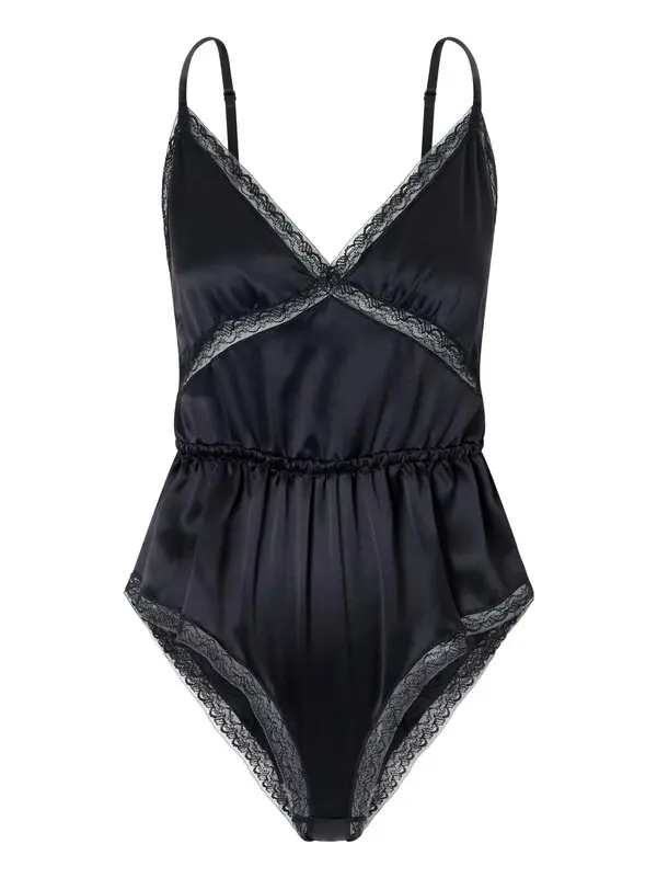 Dolce & Gabbana Lace-trimmed Silk-blend Satin Bodysuit - Black