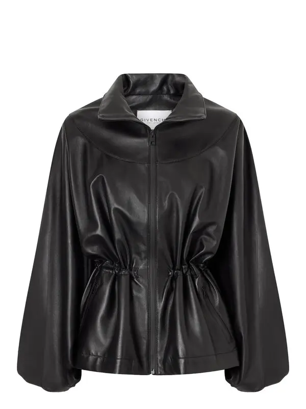 Givenchy Gathered Leather Jacket - Black