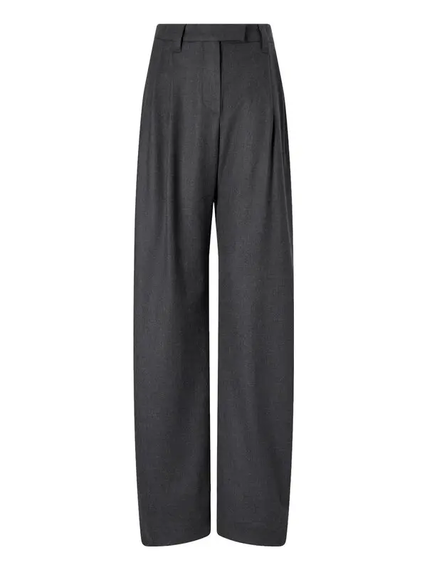 Brunello Cucinelli Wool Wide-leg Pleated Trousers - Gray