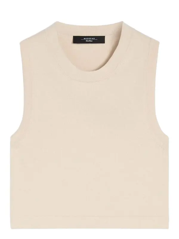 Max Mara Sleeveless Cropped Viscose Knit Top - Sand
