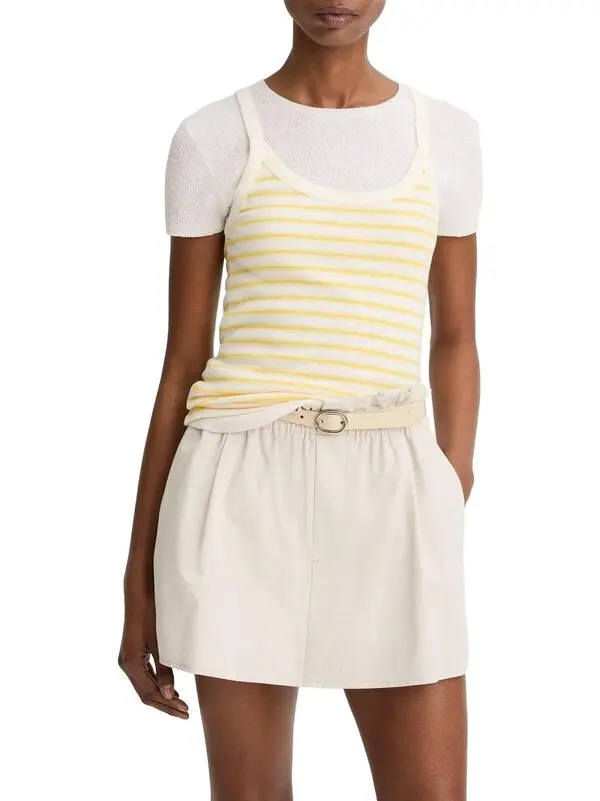 Vince Striped Pima Cotton-blend Camisole - Limone Combo